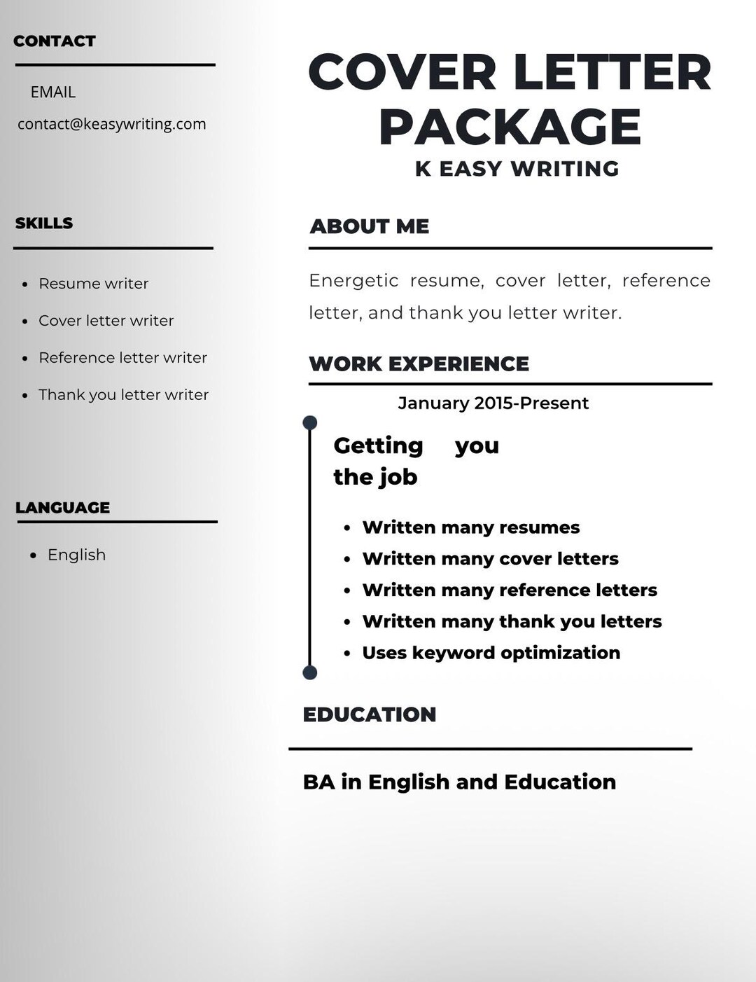 Custom Cover Letter, Reference Page, and Thank You Letter - Etsy