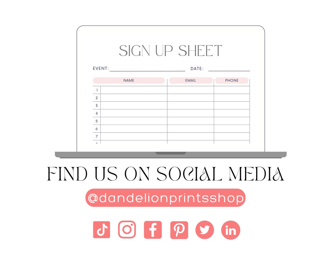 Editable Signup Sheet Template, Potluck Signup Sheet, Potluck Printable ...