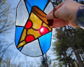 Handmade Stained Glass Pizza Slice Suncatcher - Etsy Ireland