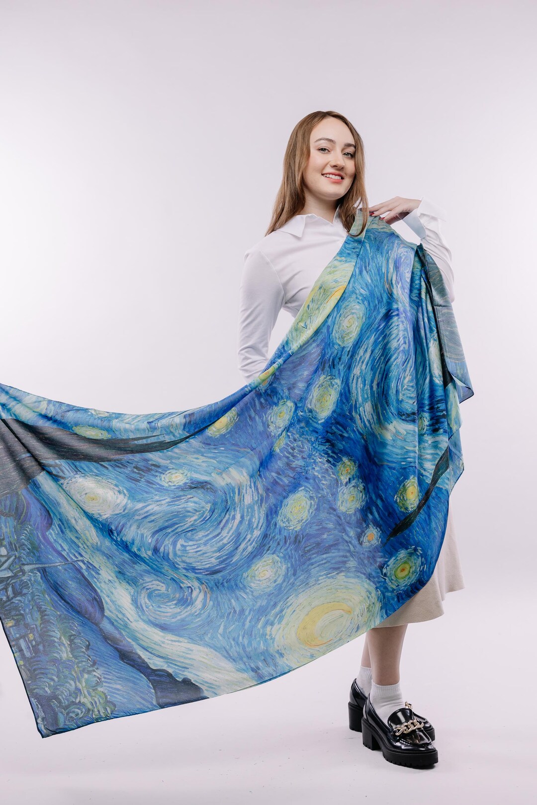 Starry Night Silky Scarf Van Gogh Scarf - Etsy