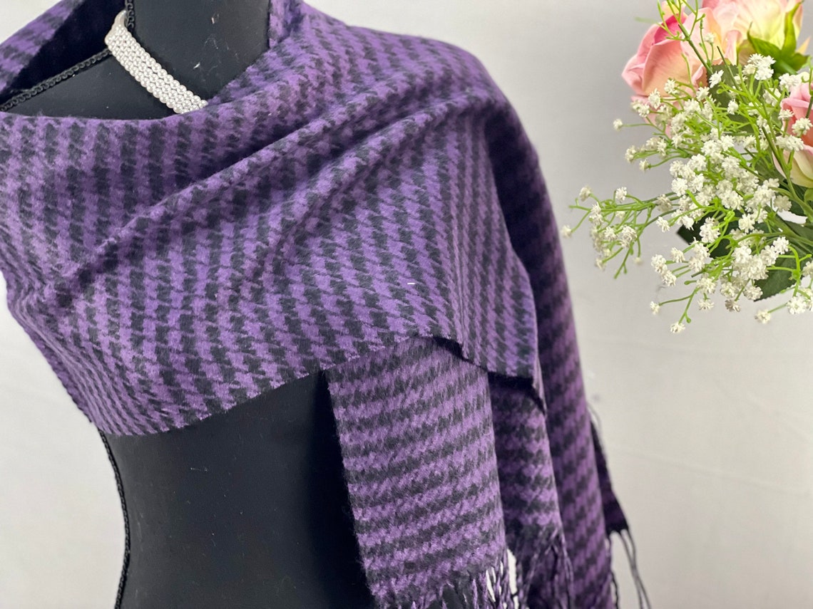 Purple Houndstooth Pattern Viscose Scarf - Etsy