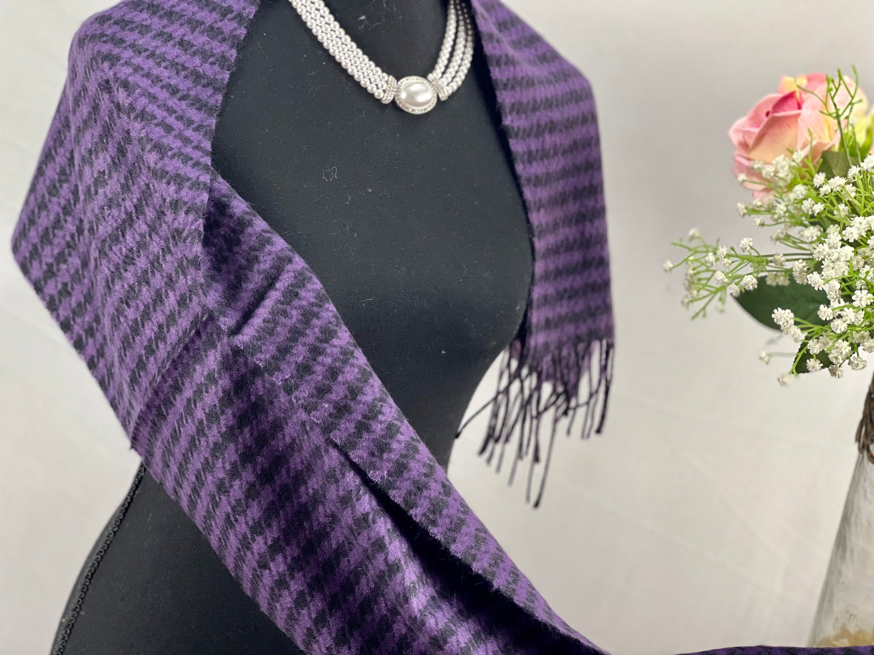 Purple Houndstooth Pattern Viscose Scarf - Etsy