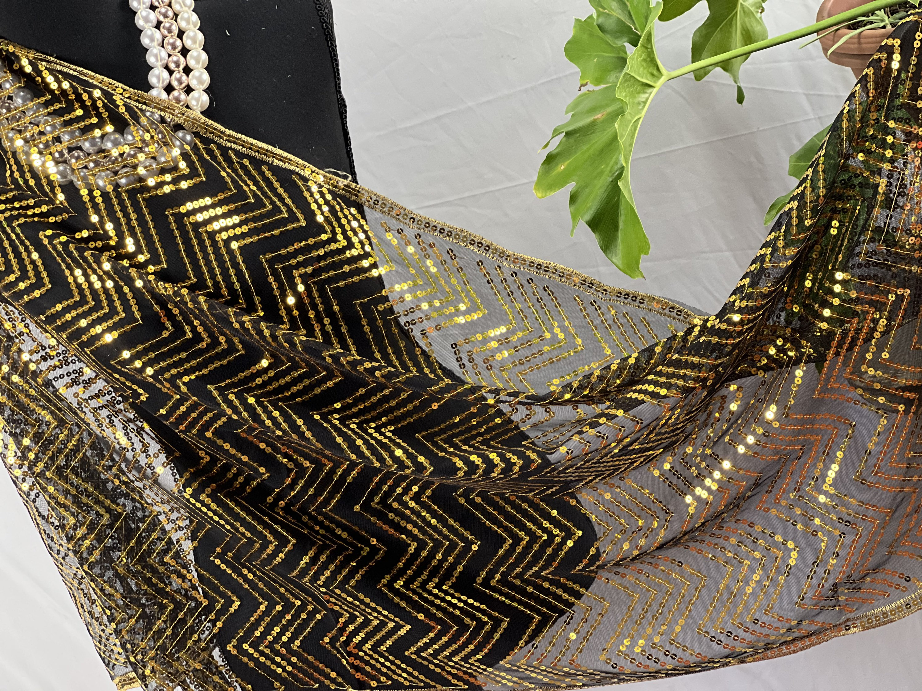 Sparkle Gold Sequin Scarf Shawl Fringe Tassel Wedding Cape Wedding ...