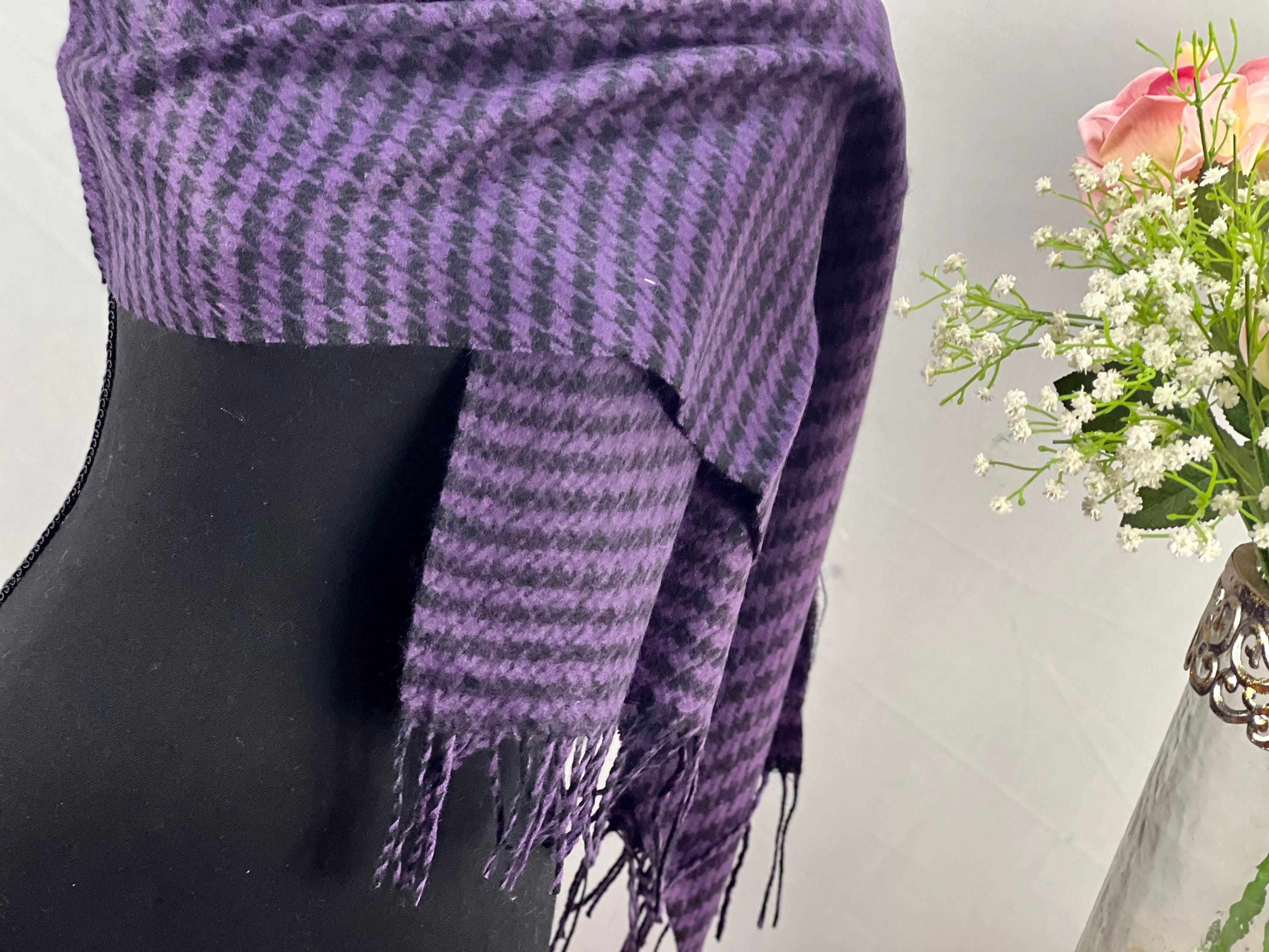 Purple Houndstooth Pattern Viscose Scarf - Etsy