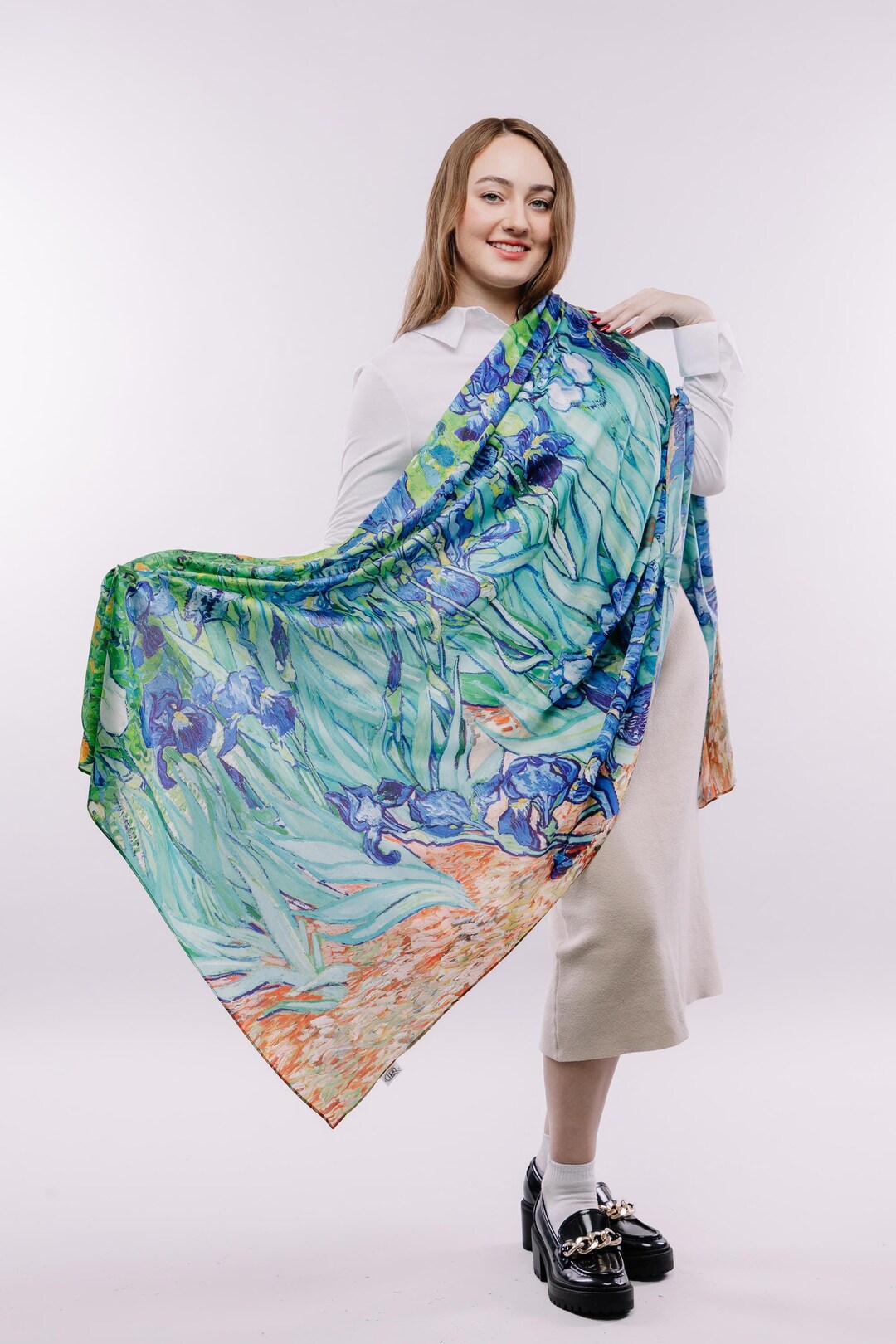 Irises Silky Scarf Van Gogh Scarf - Etsy