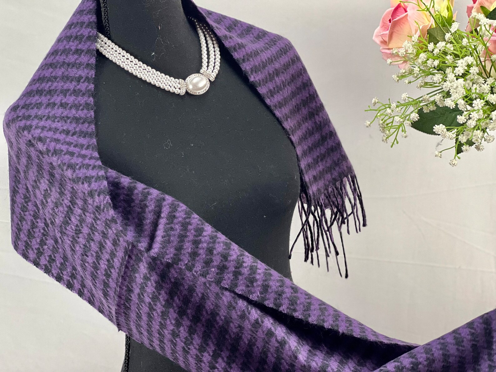 Purple Houndstooth Pattern Viscose Scarf - Etsy