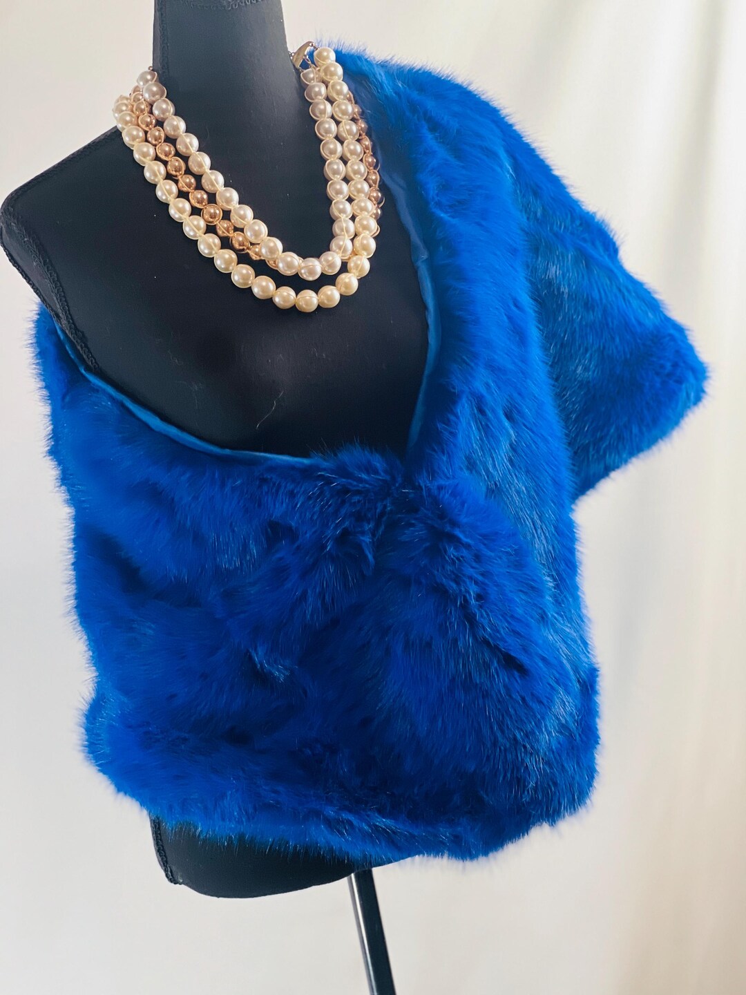 Royal Blue Faux Fur Scarf - Elegant Wedding Shawl, Bridesmaid Wrap ...