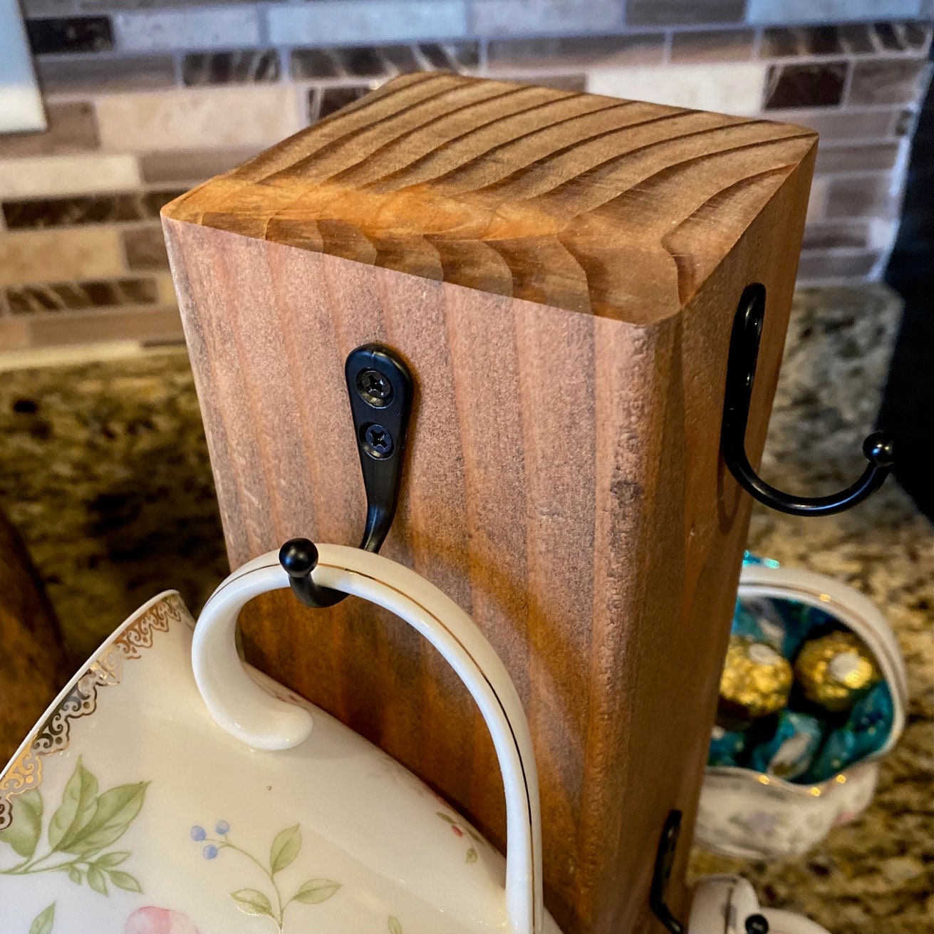 Rustic Farm House Coffee Mug Stand, Wooden Mug Holder, Kitchen Display ...