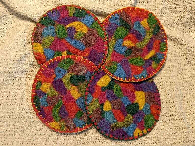 Round Felt Coaster Set Bold and Bright - Etsy