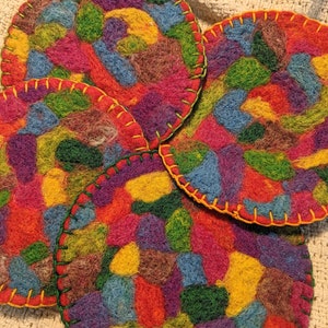 Round Felt Coaster Set Bold and Bright - Etsy