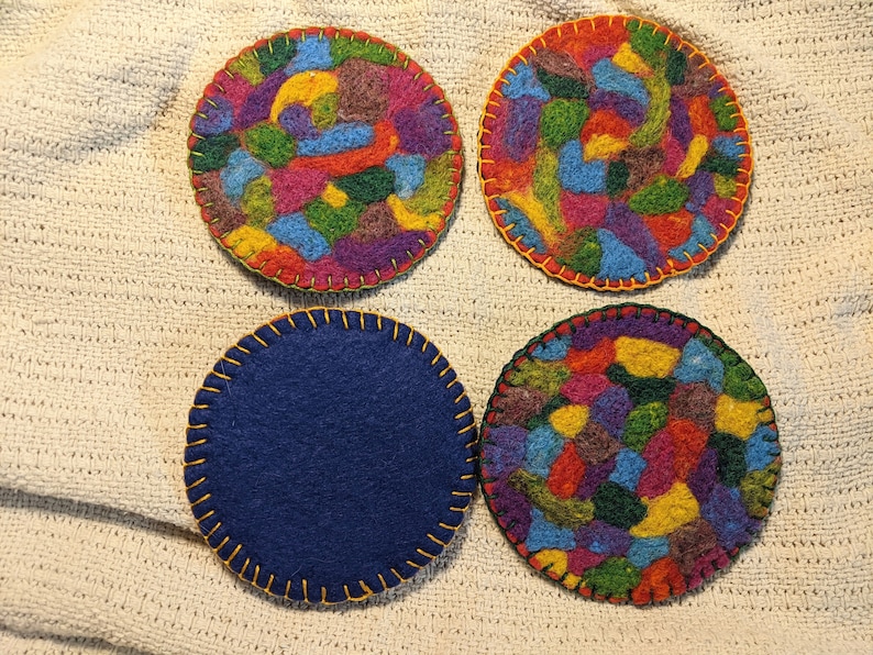 Round Felt Coaster Set Bold and Bright - Etsy