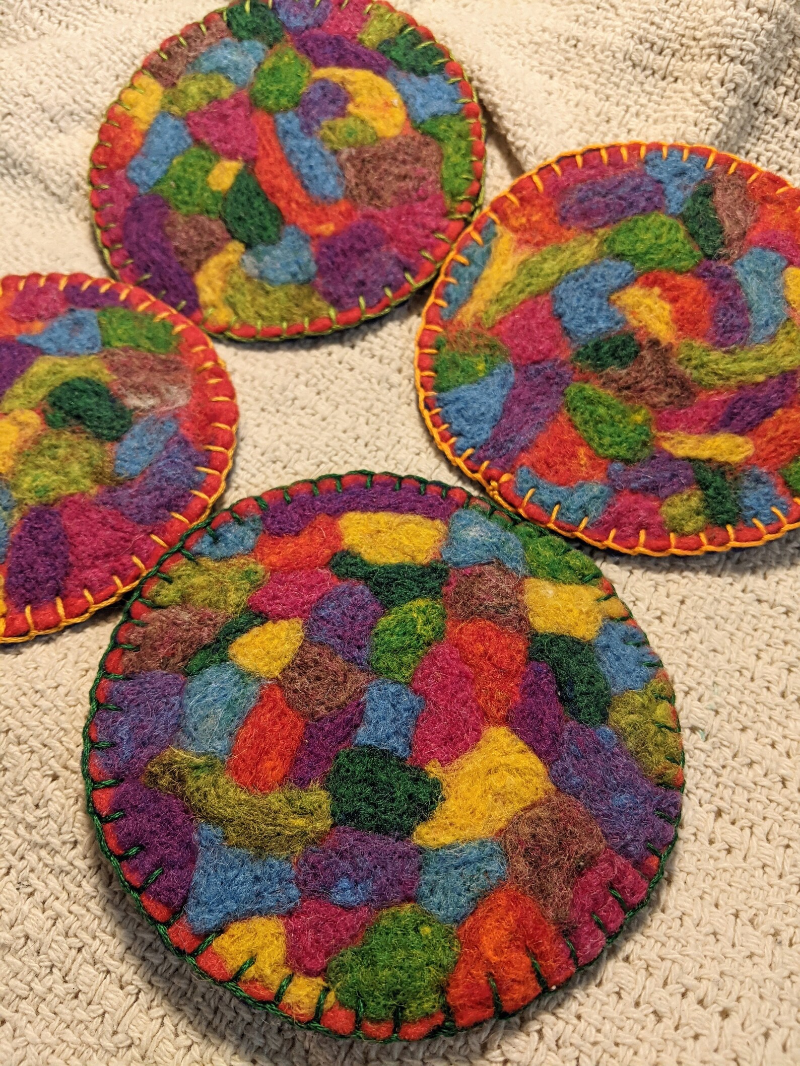 Round Felt Coaster Set Bold and Bright - Etsy