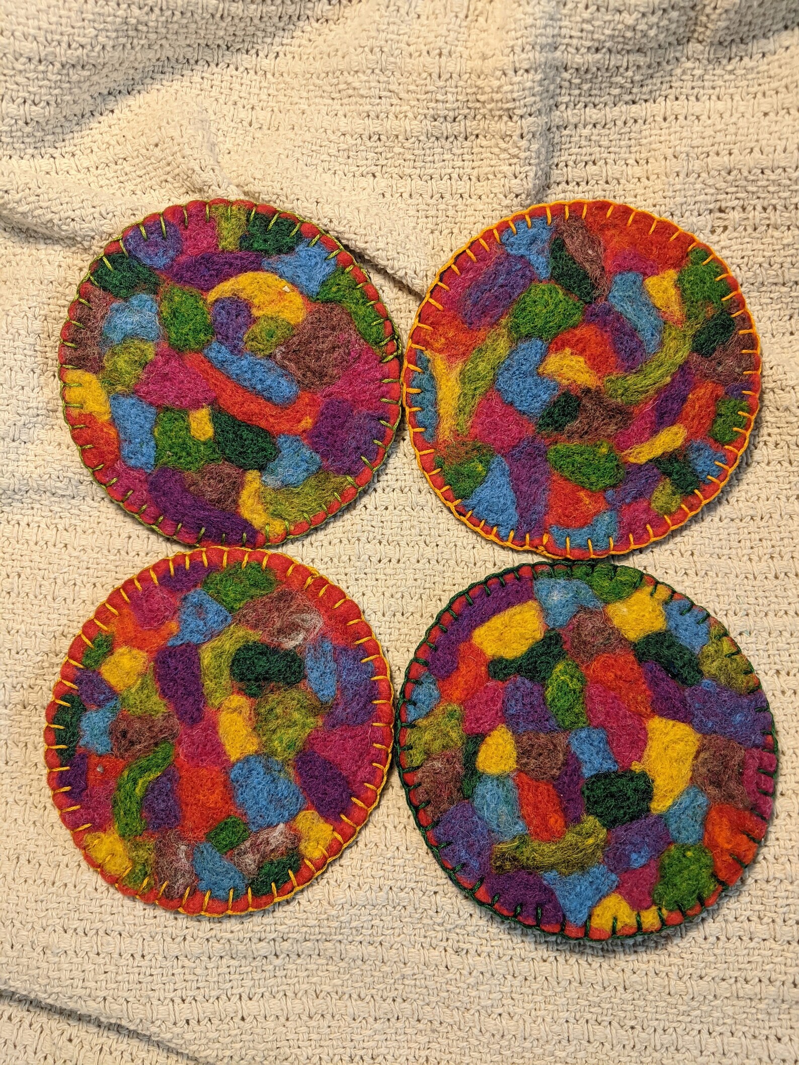 Round Felt Coaster Set Bold and Bright - Etsy