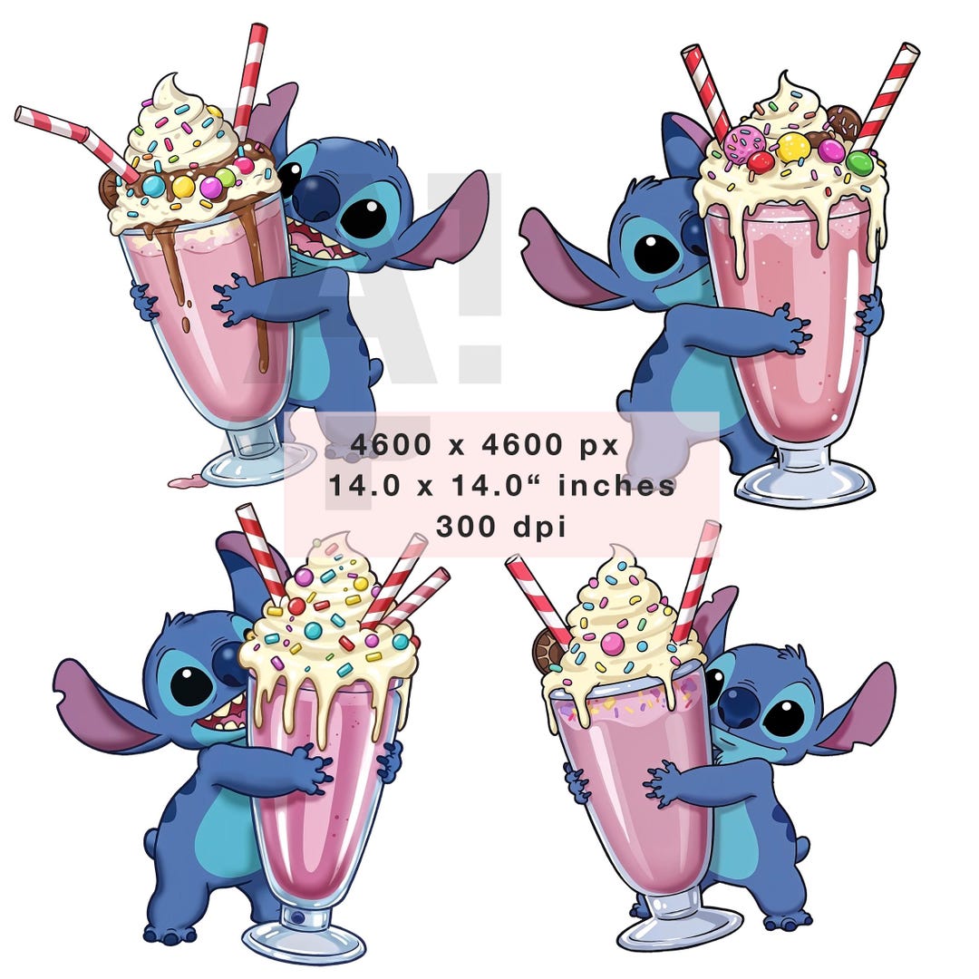 4 PNG Stitch With Milkshake PNG | Cute Clipart for T-shirts, Mugs ...