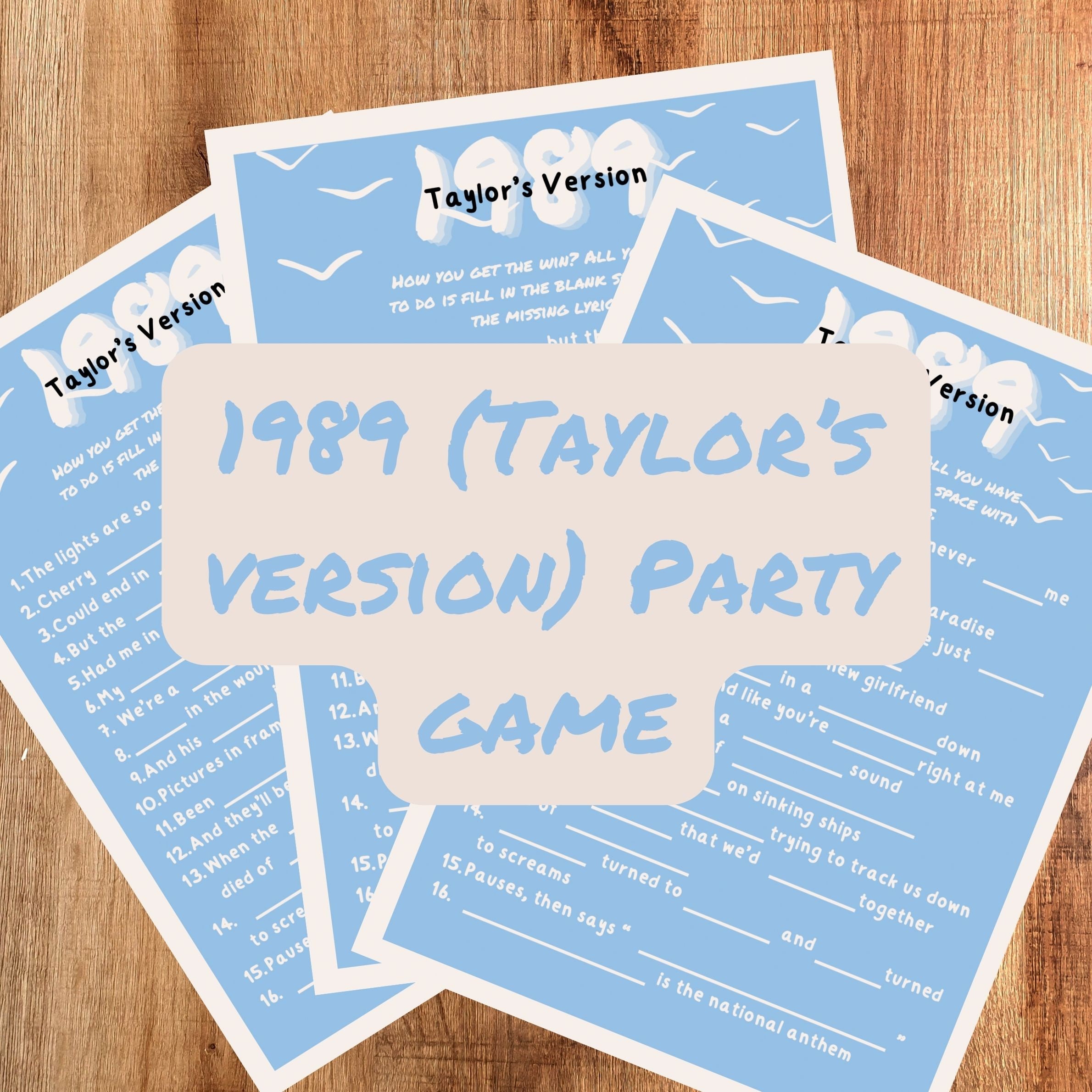 1989 Taylor's Version Release Party Game I Taylor Swift Lyrics Game - Etsy