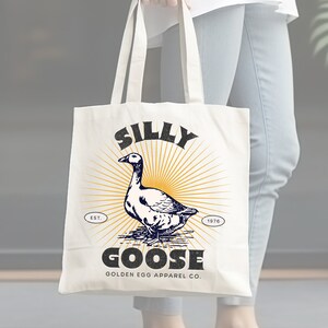 Silly Goose Tote Bag Funny Animal Design Aesthetic Tote Bag Reusable ...