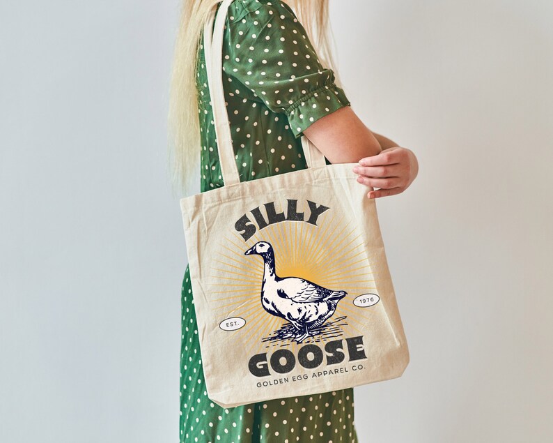 Silly Goose Tote Bag Funny Animal Design Aesthetic Tote Bag Reusable ...