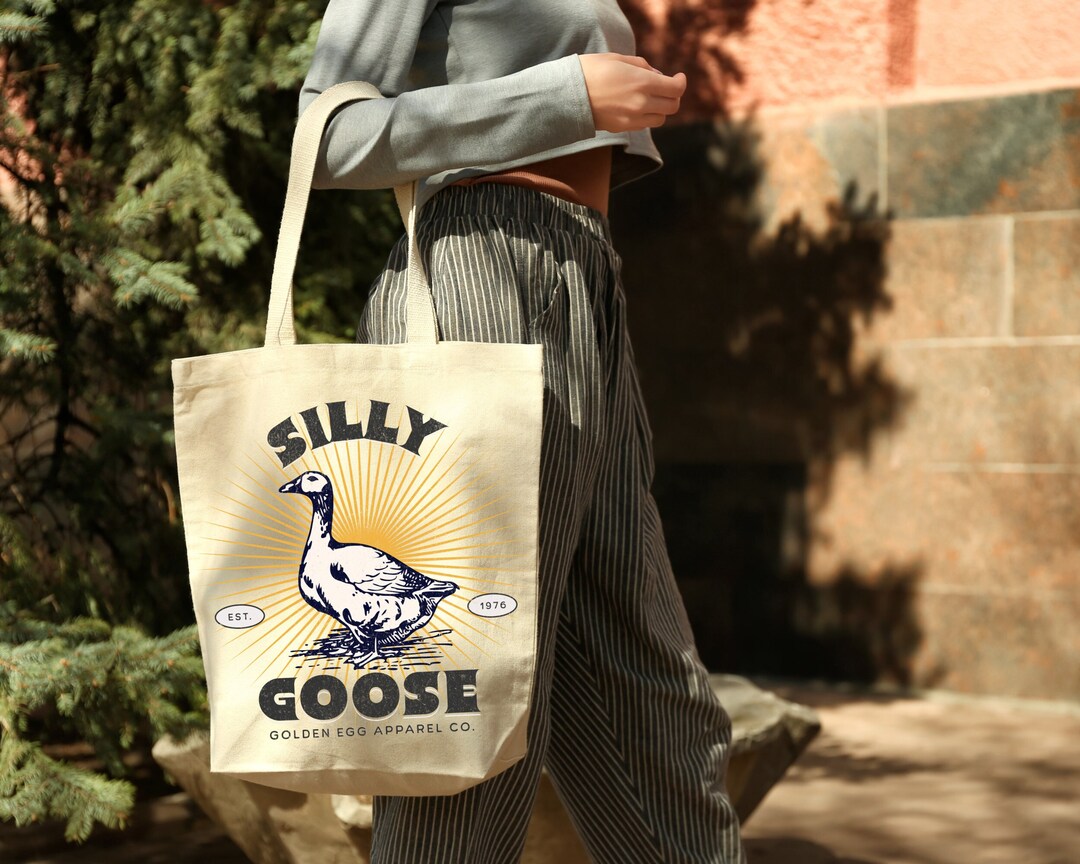Silly Goose Tote Bag Funny Animal Design Aesthetic Tote Bag Reusable ...