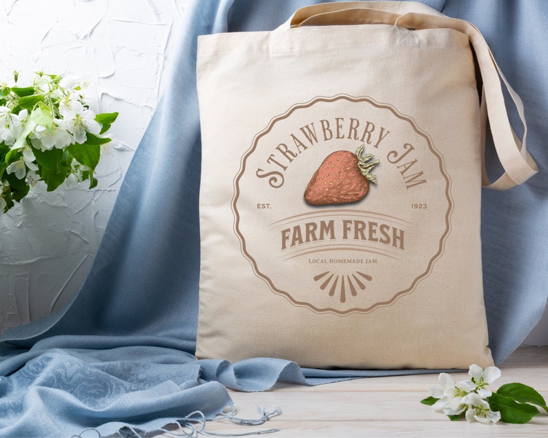 Cute Strawberry Tote Bag Aesthetic Canvas Farmers Market Bag For Style
