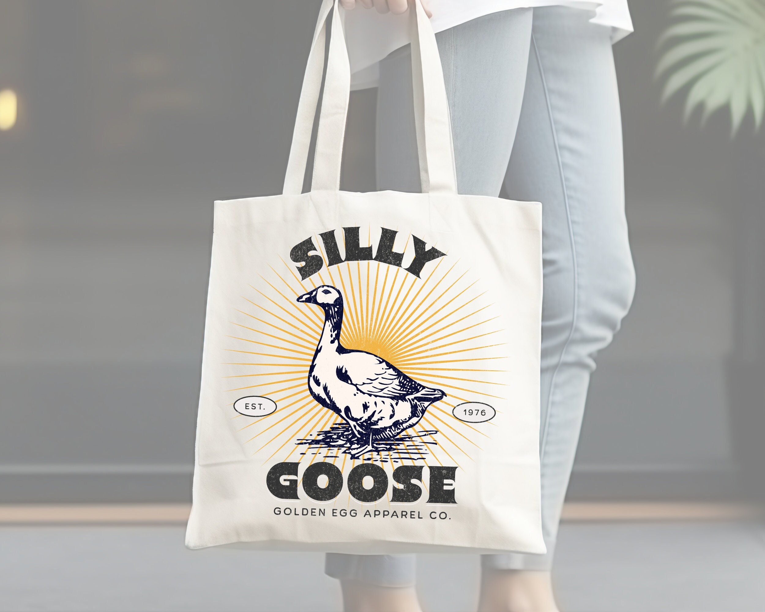 Silly Goose Tote Bag Funny Animal Design Aesthetic Tote Bag Reusable ...