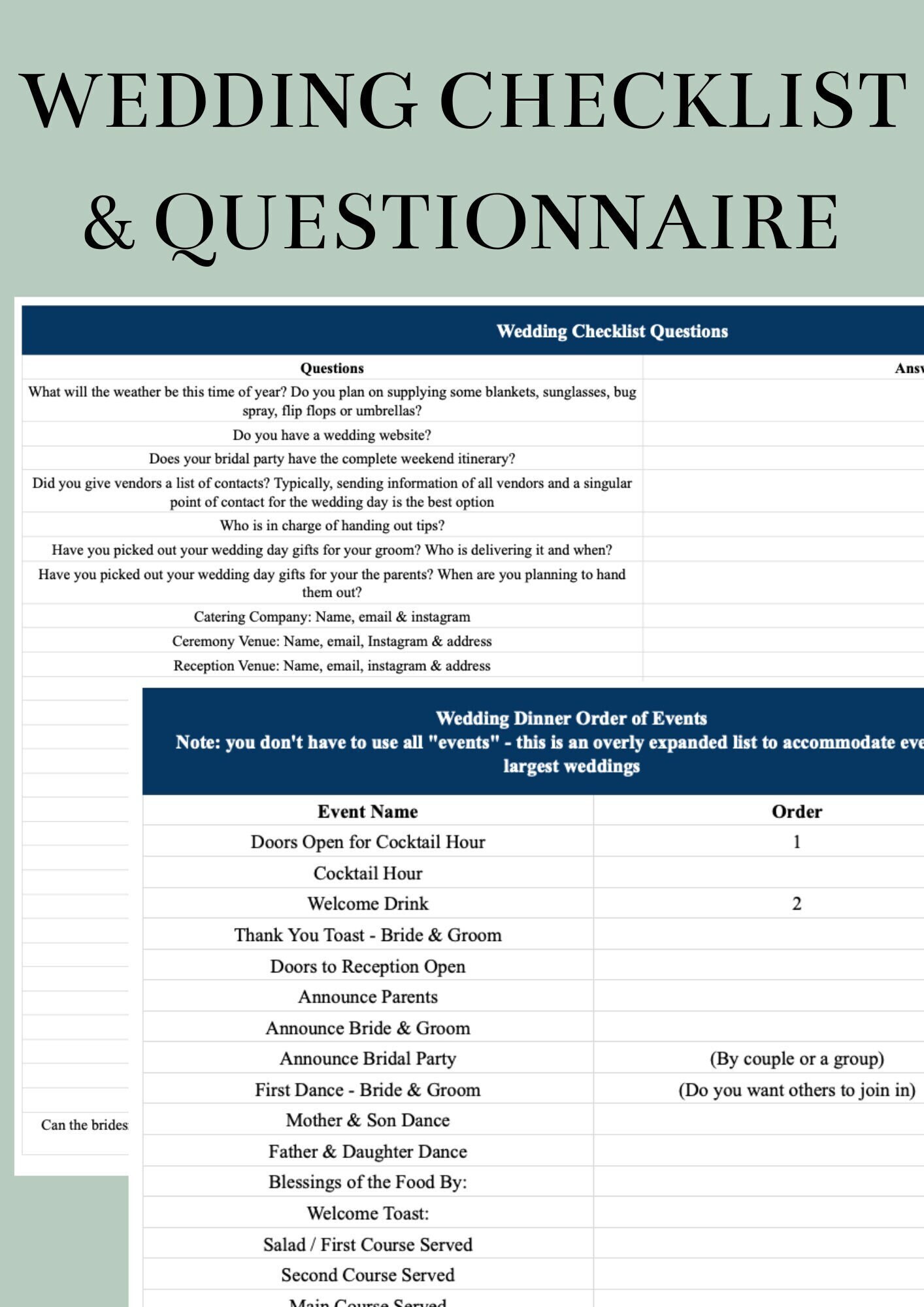 Wedding Checklist Organization