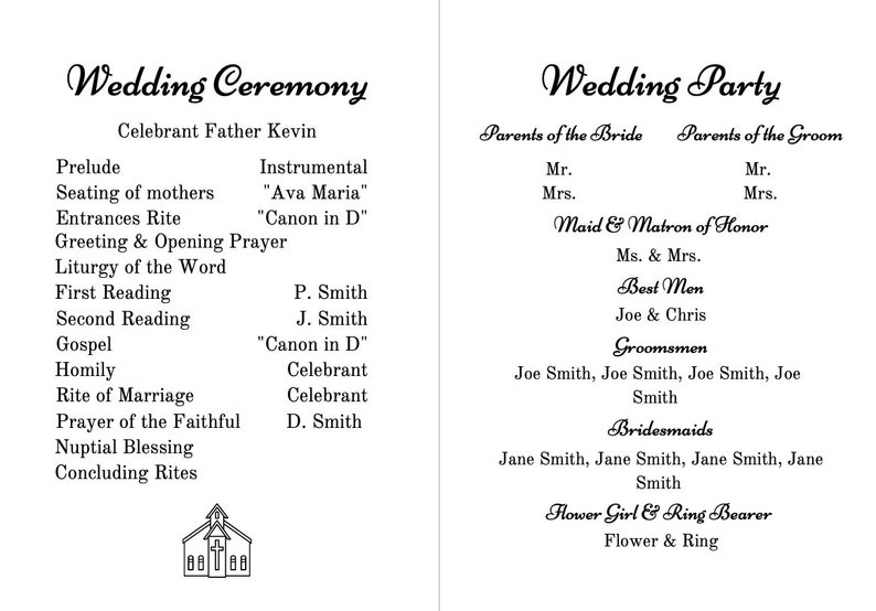 Modern Elegant Wedding Program Template Instant Download for Church ...