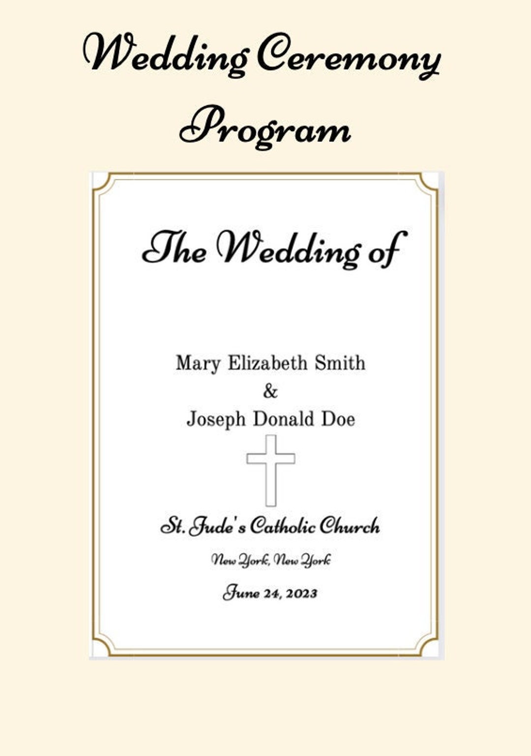 Modern Elegant Wedding Program Template Instant Download for Church ...