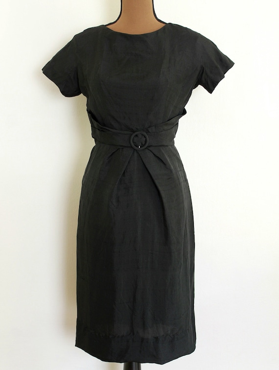 1960s Henry Lee, Silk, Little black wiggle dress - Gem