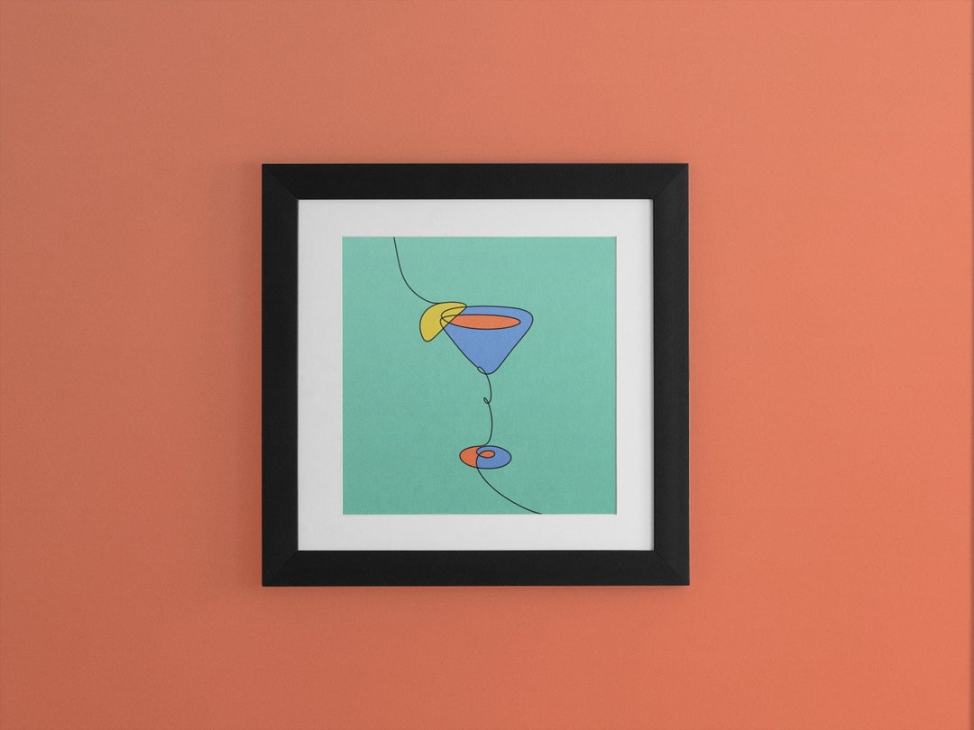PRINTABLE Cocktail Glass Line Art for Home Decor (digital Download) - Etsy