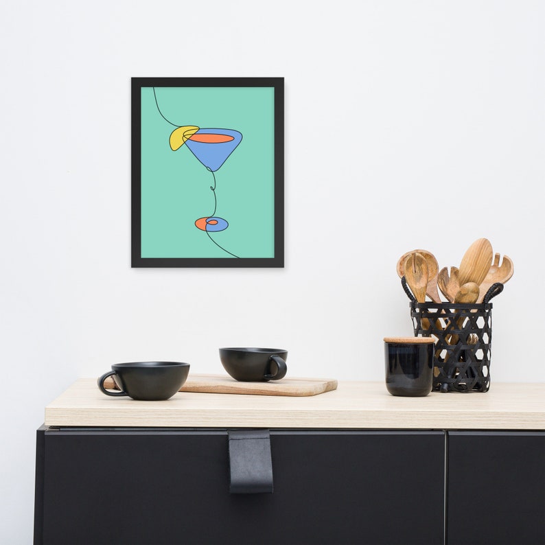 FRAMED Cocktail Glass Line Art for Home Decor - Etsy