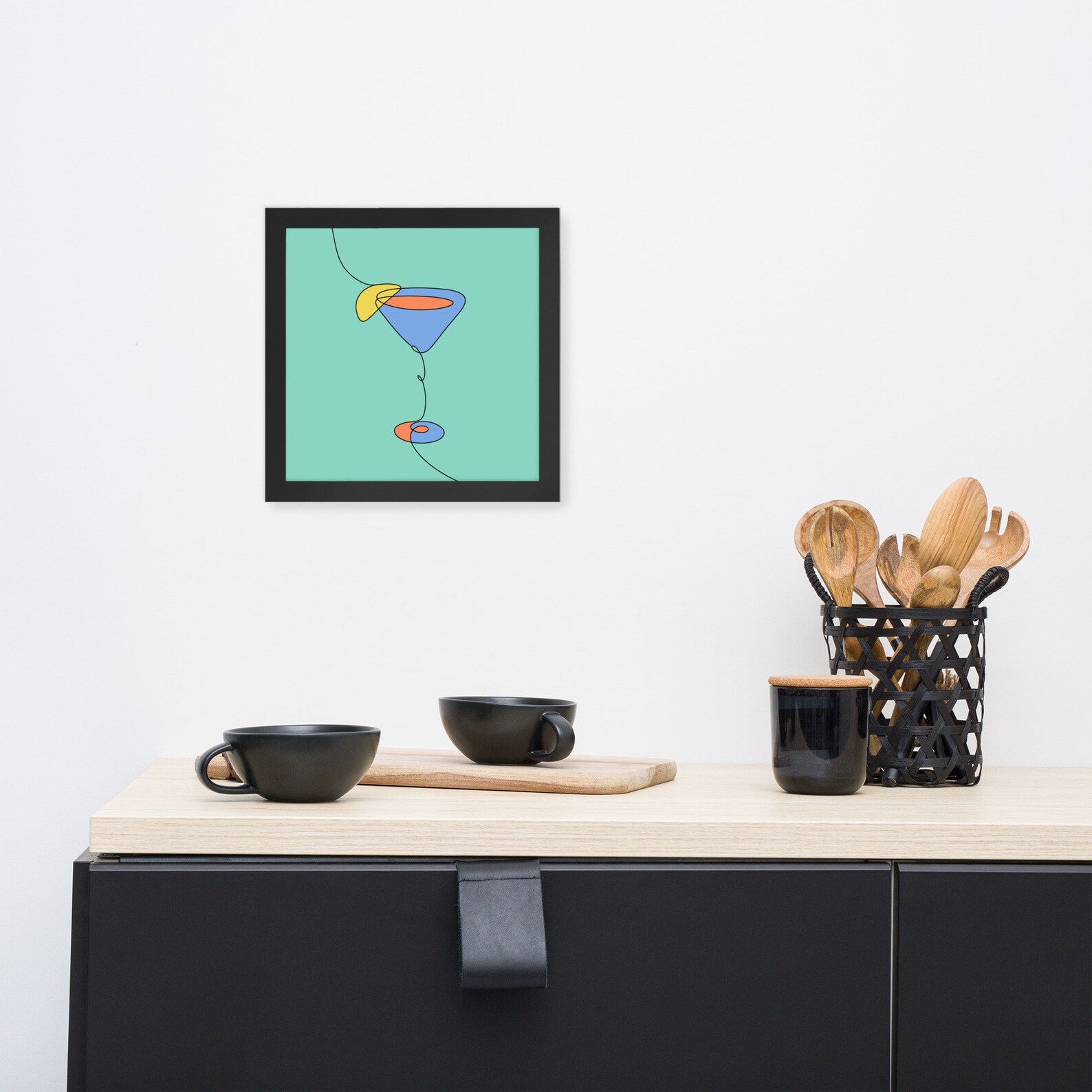 FRAMED Cocktail Glass Line Art for Home Decor - Etsy