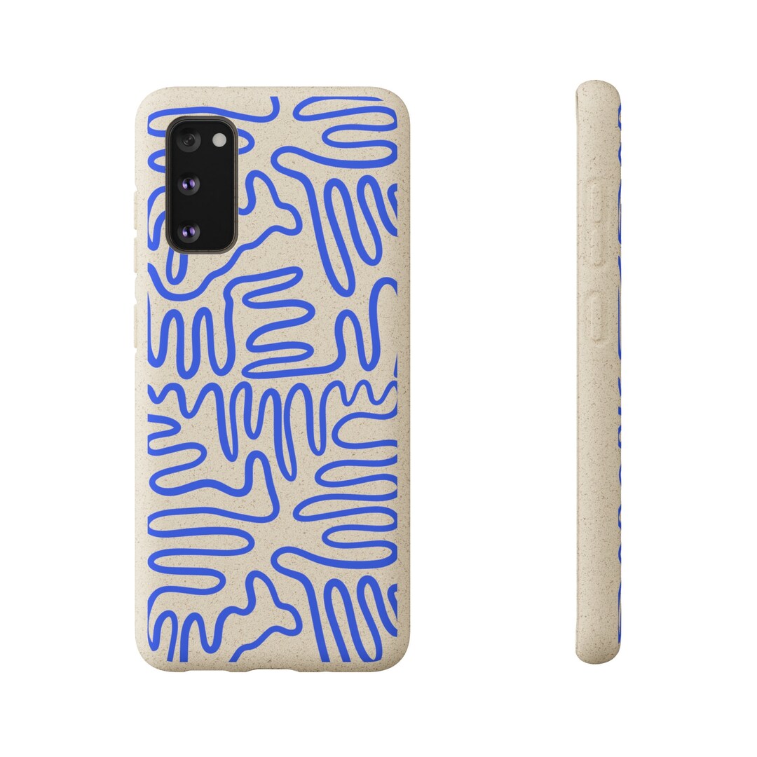 Blue Squigles / Abstract Art / 100% Biodegradable Phone Case for iPhone ...
