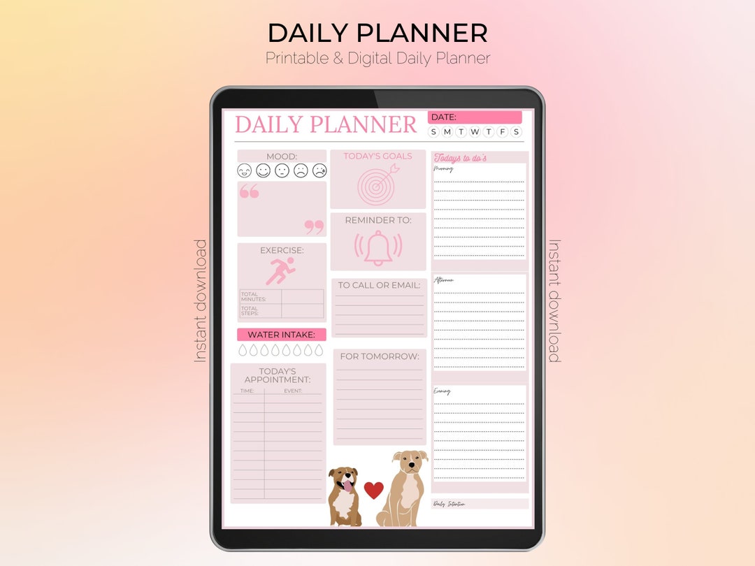 Daily Planner Printable, Student Planner, Desk Organizer, Daily ...