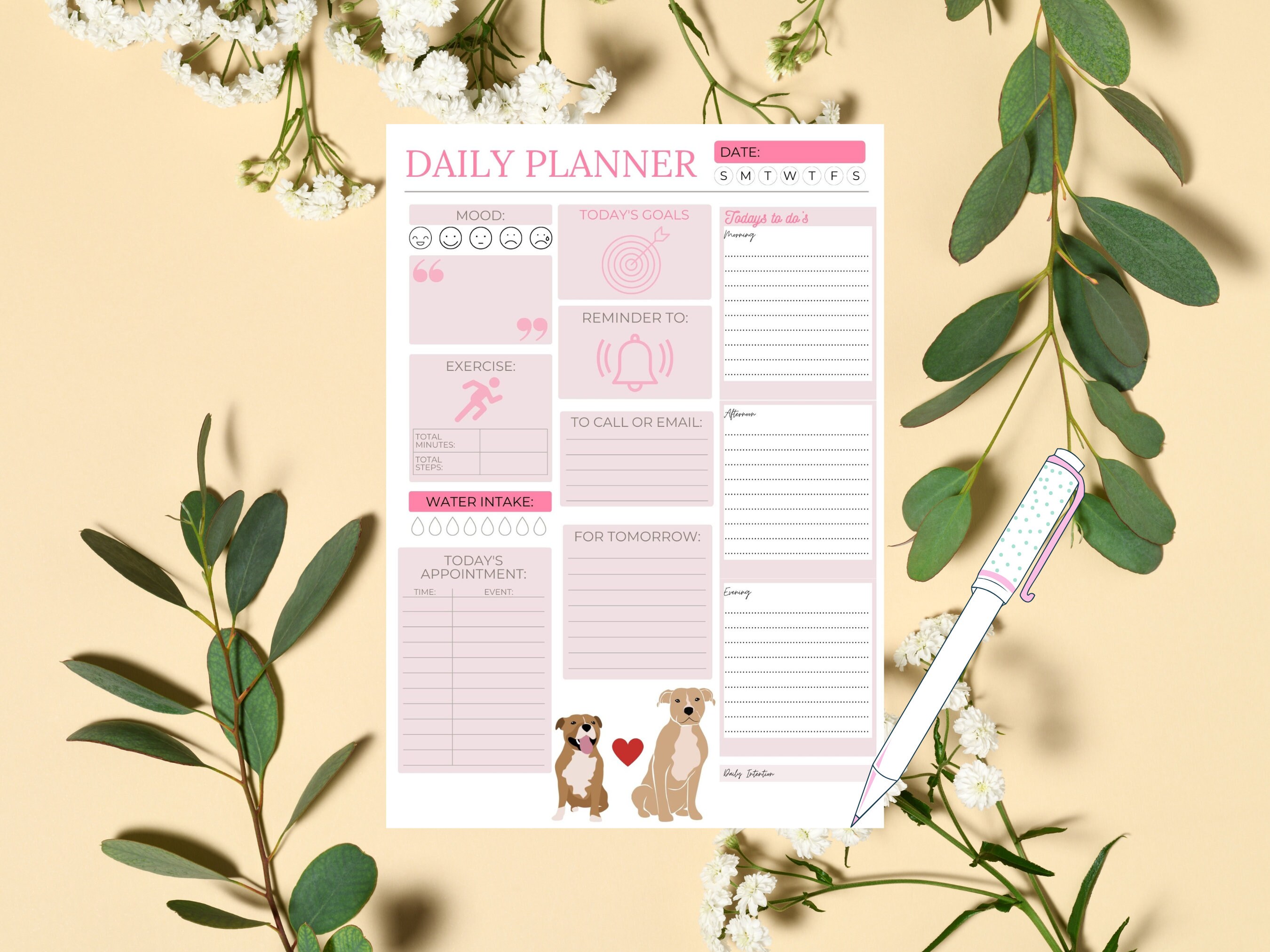 Daily Planner Printable, Student Planner, Desk Organizer, Daily ...