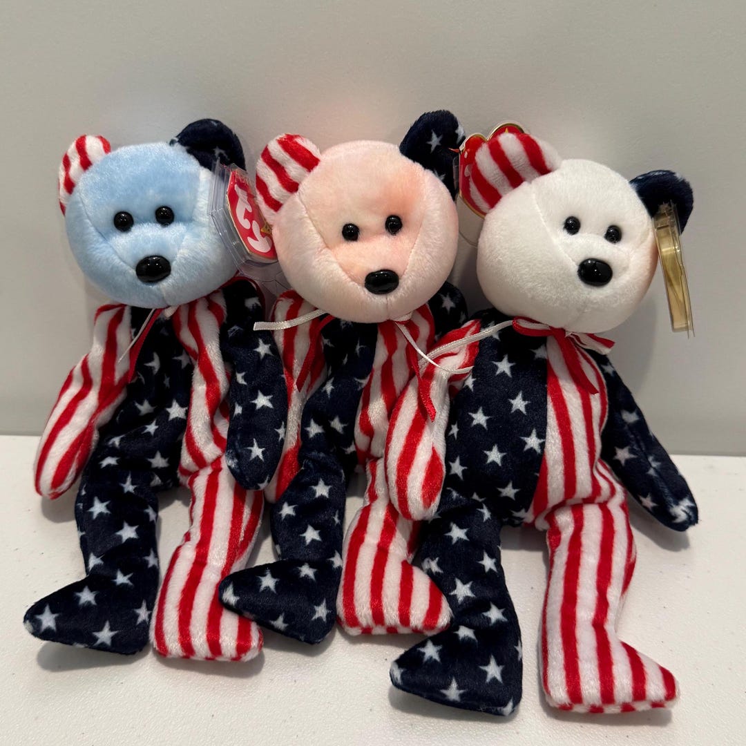 Spangle Beanie Bear, Pink Spangle, Blue Spangle, White Spangle - USA ...