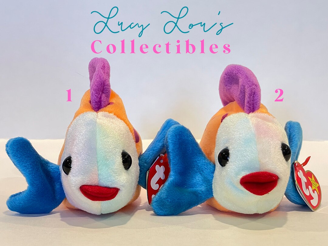 LIPS Fish Ty Beanie Babies Lips the Fish Retired FREE Cards W/purchase ...