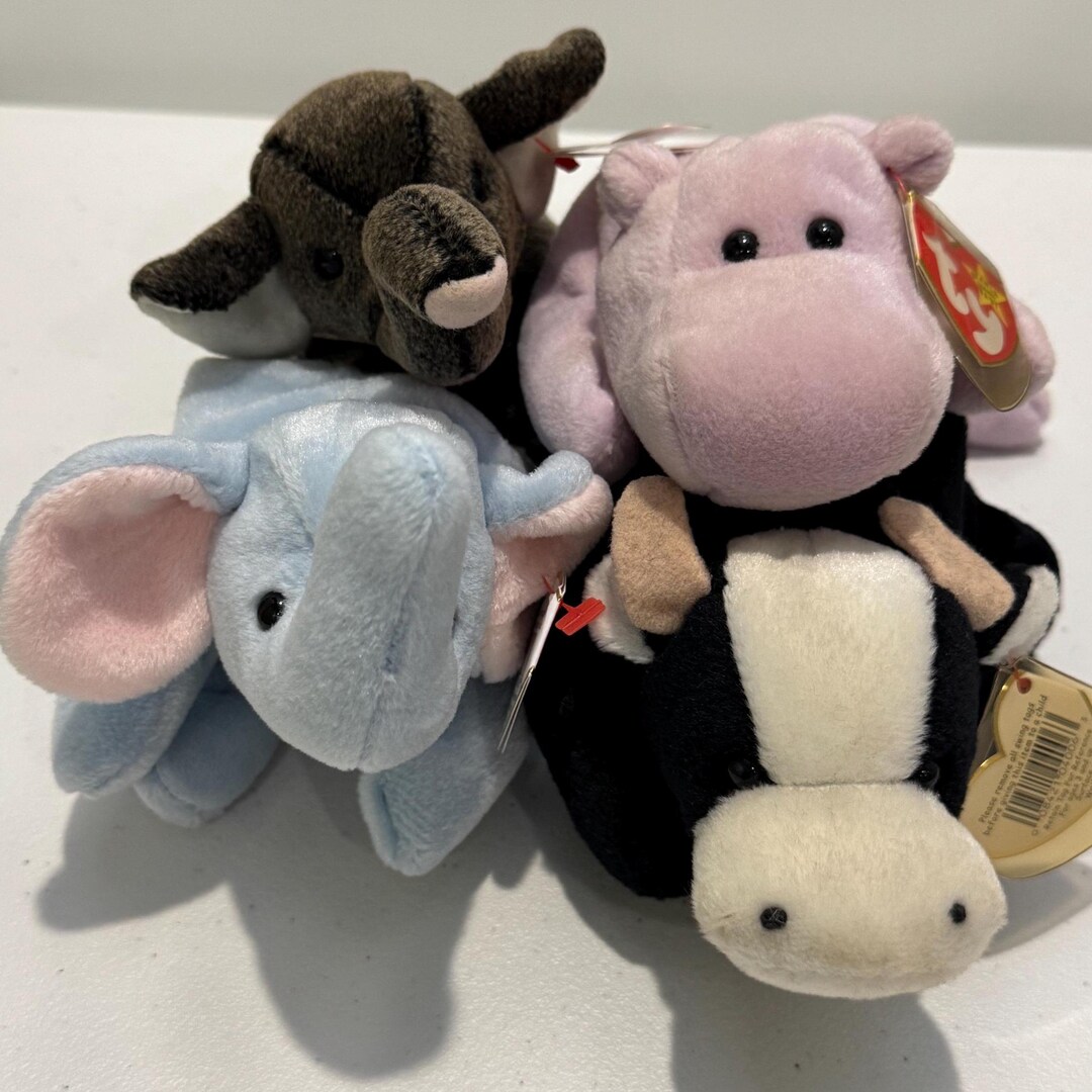 Ty Beanie Baby - Trumpet Elephant, Daisy Cow - Retired 90's - FREE ...