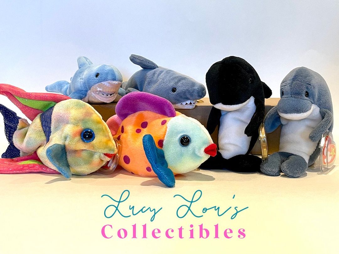 Fish Ty Beanie Babies YOU PICK: Finn, Echo the Dolphin, Waves the Whale ...