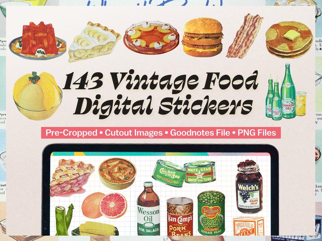 Goodnotes Digital Collaging Stickers, Retro Vintage Food Magazine ...