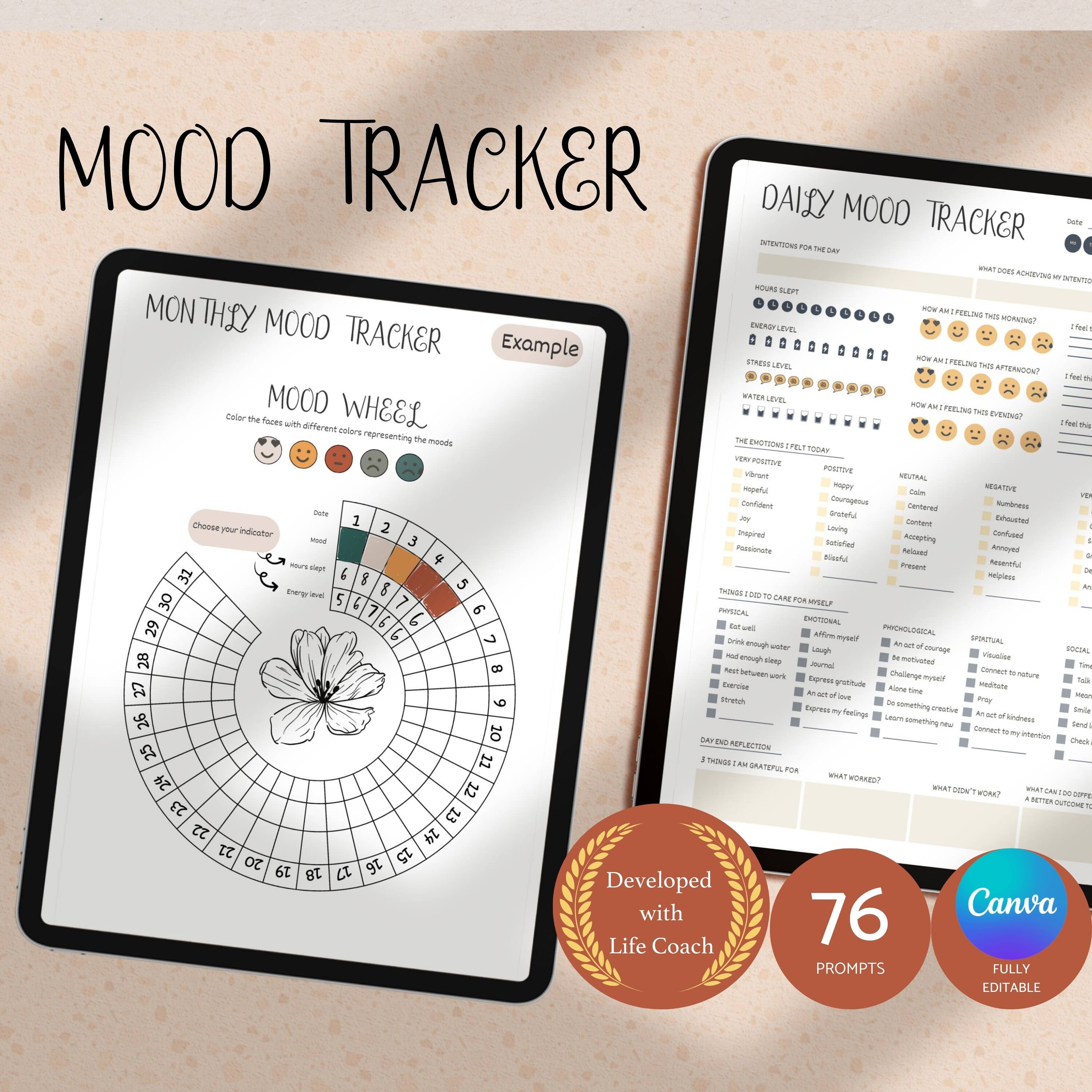 Mood Tracker Printable Kit, Mood Journal, Trackable Printable, Mood ...