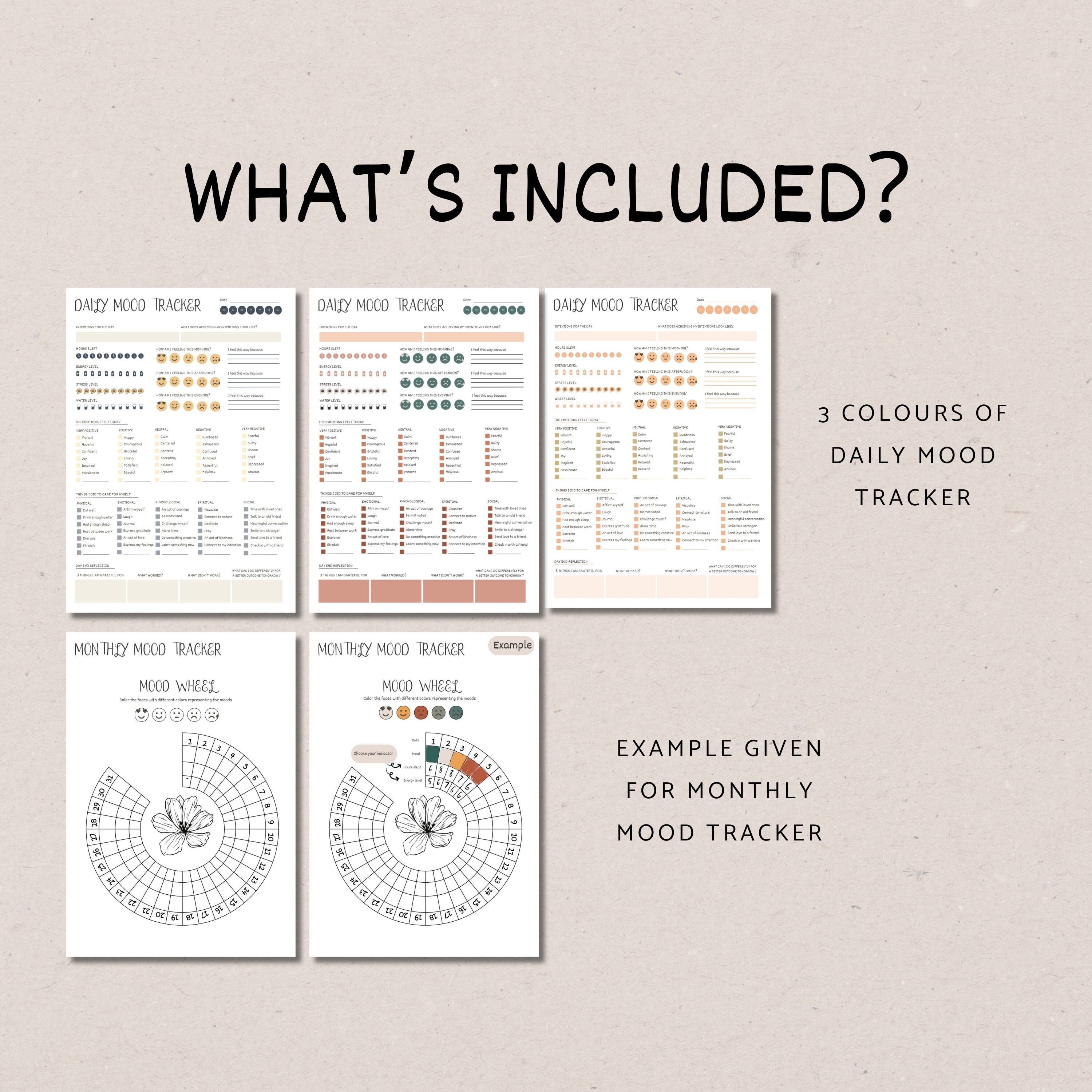 Mood Tracker Printable Kit, Mood Journal, Trackable Printable, Mood ...