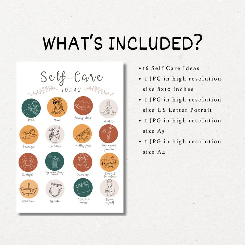 Self Care Ideas, Self Care Digital Poster, Self Love, Mental Health ...