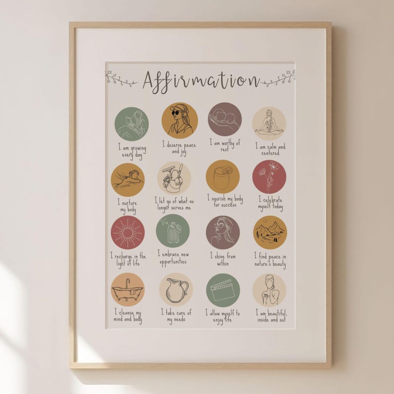 Daily Affirmations Poster, Affirmation Wall Art for Therapy Office ...