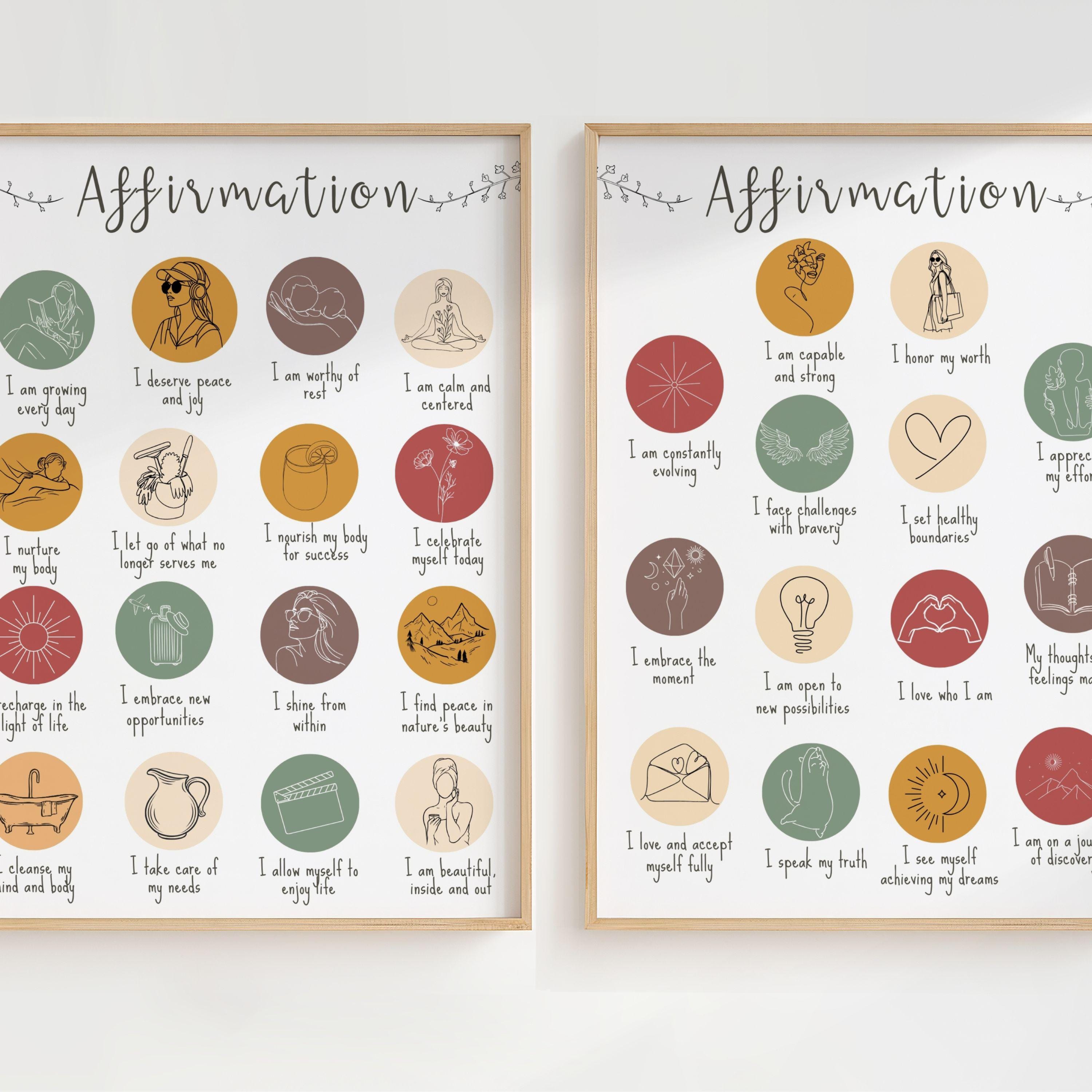 Daily Affirmations Poster, Affirmation Wall Art for Therapy Office ...