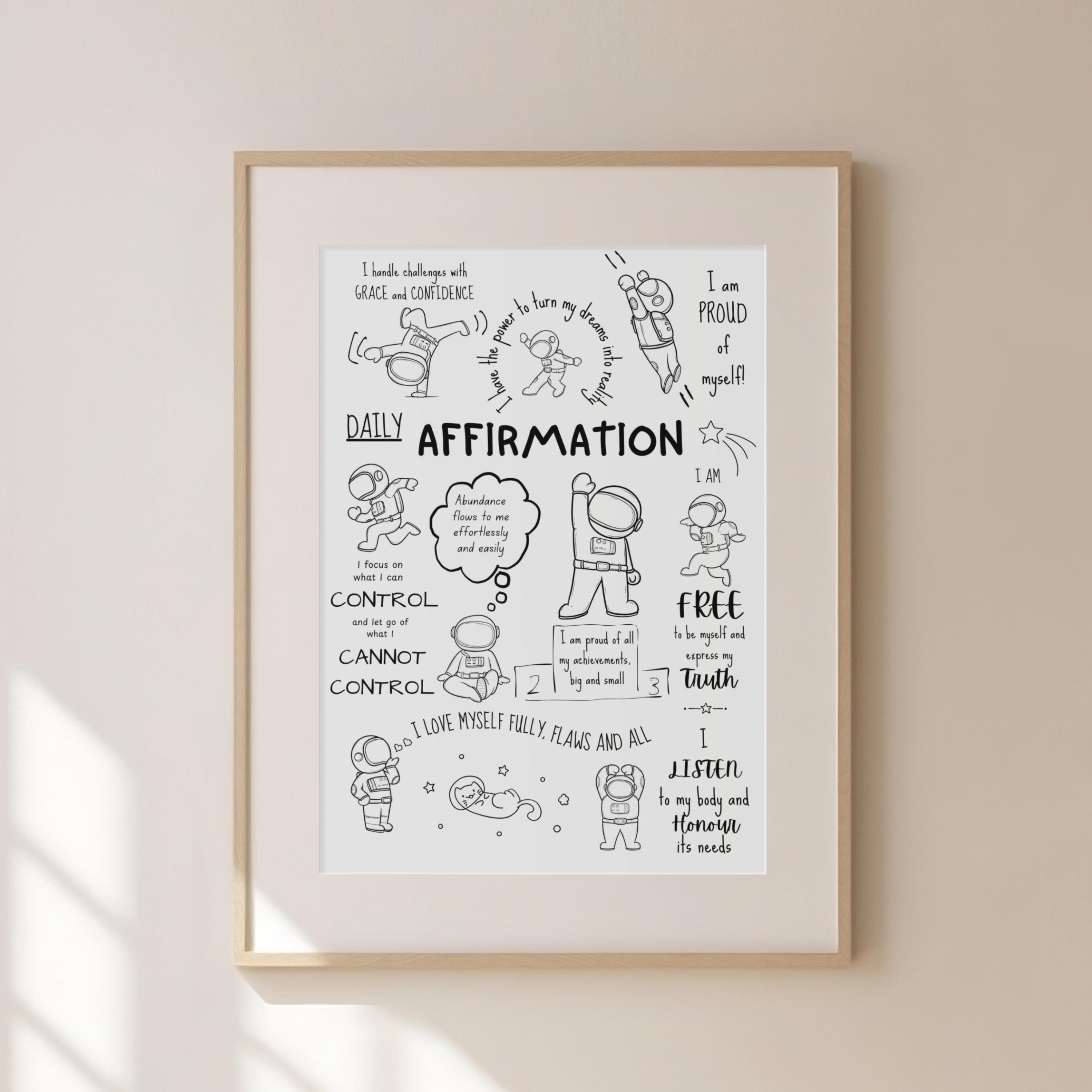 Daily Affirmations Poster, Affirmation Wall Art for Therapy Office ...