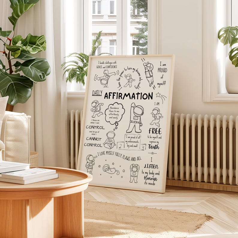 Daily Affirmations Poster, Affirmation Wall Art for Therapy Office ...