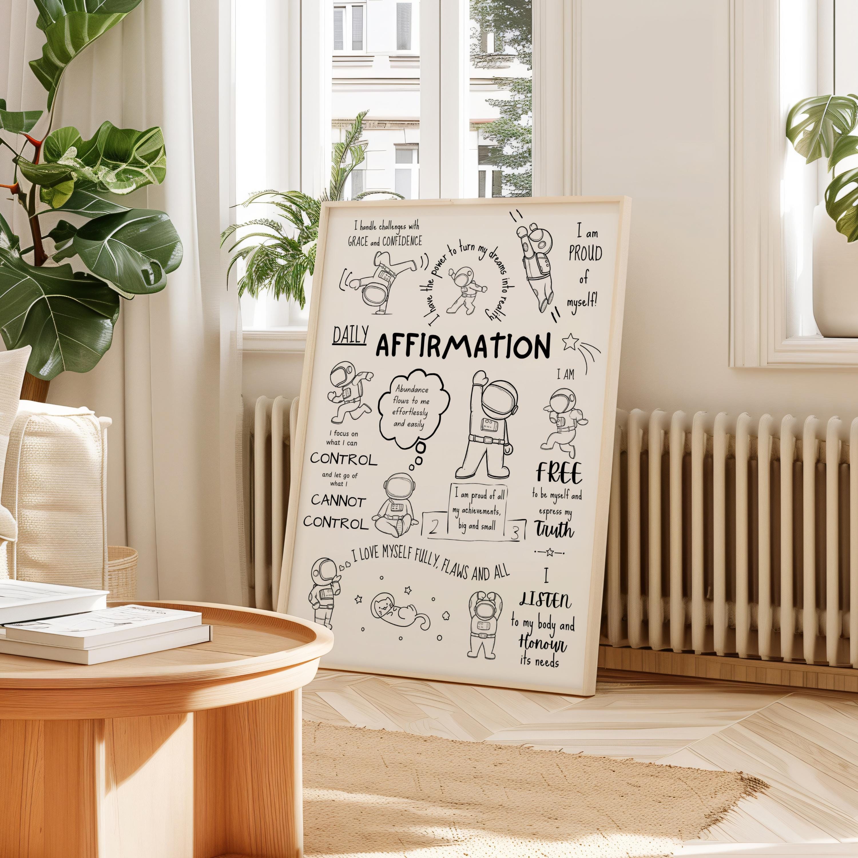 Daily Affirmations Poster, Affirmation Wall Art for Therapy Office ...
