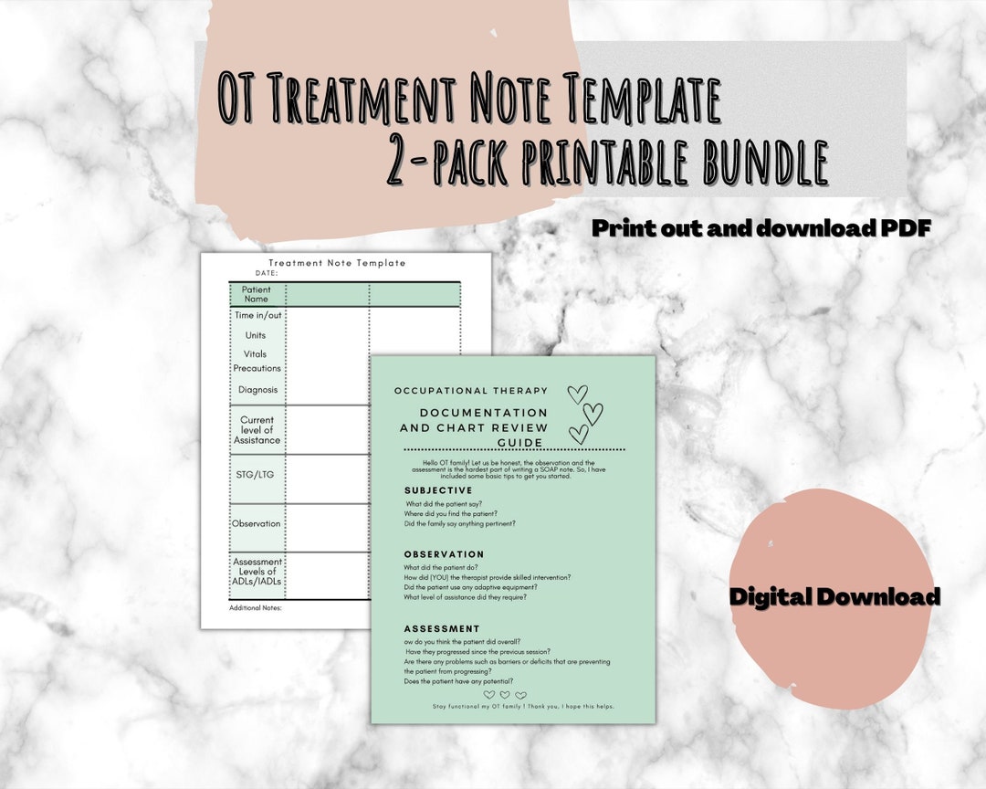 Treatment Note Template, OT Soap, Acute Care Notes, Inpatient Notes ...