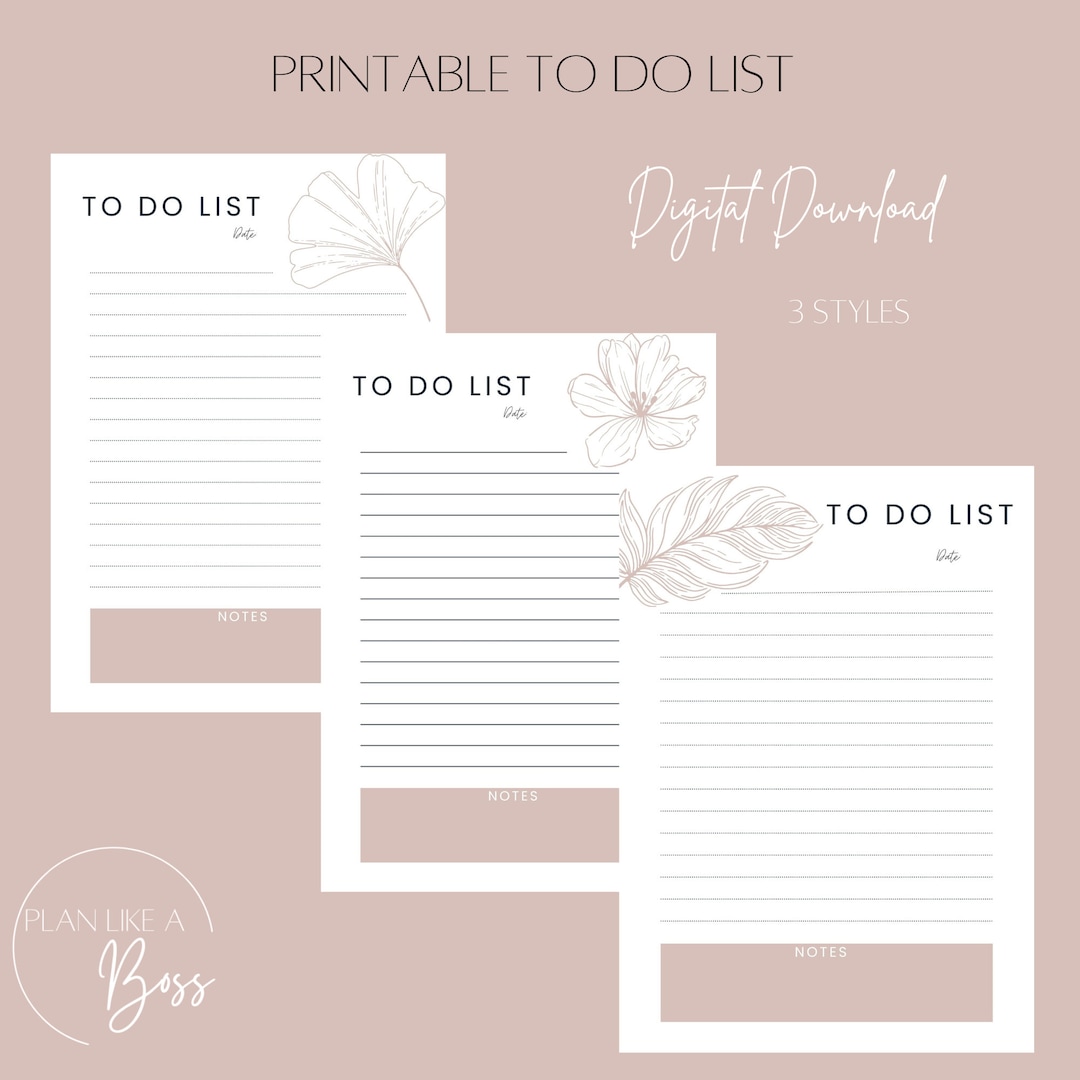 Minimalist to Do List Printable | Dusty Pink With 3 Different Styles ...