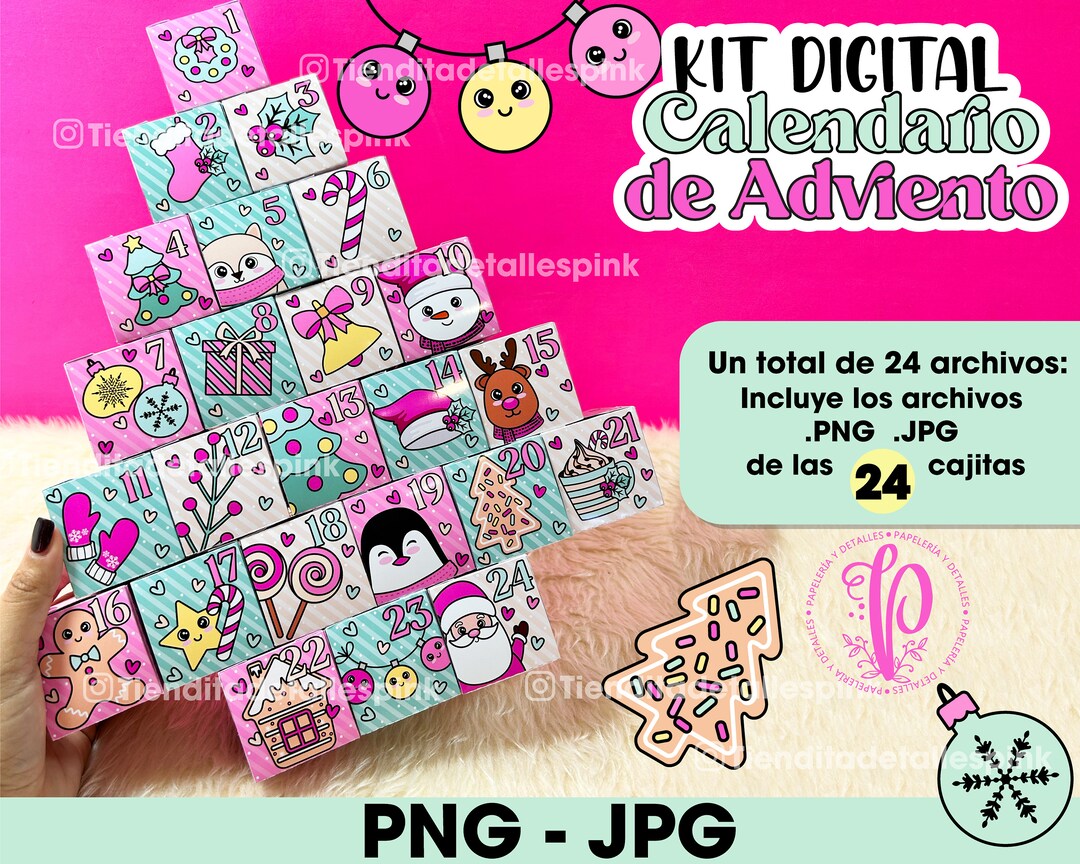 Template Calendario de Adviento, Adviento, Christmas, Box Christmas ...